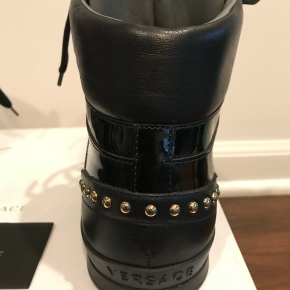 Versace | Shoes | Mens 75 Black Gold Versace Gym Shoes Worn 4 Times ...